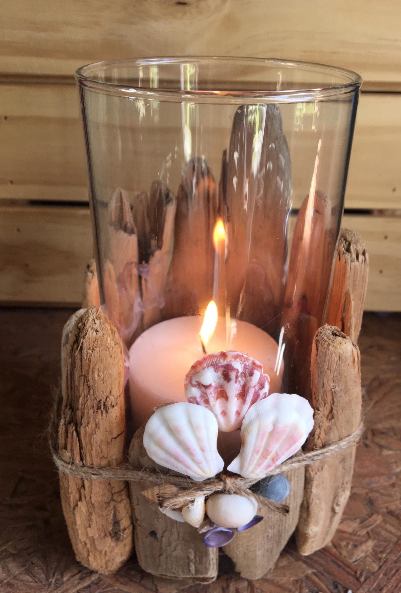 Driftwood and Sea Shell Candle Holder - Etsy