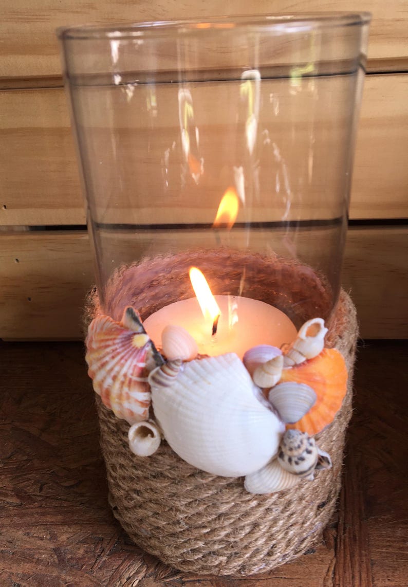 Driftwood and Sea Shell Candle Holder - Etsy