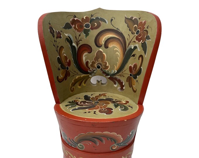 Hand Carved Vintage Norwegian Log Chair With Rosemaling - Scandinavian ...