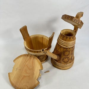 Norwegian Folk Art Set: Tine Box & Beer Jug Duo From Telemark - Etsy