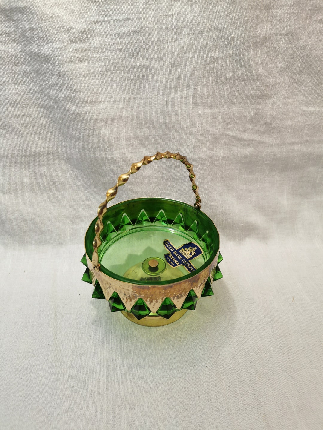 Vintage Hand Made Crystal Brama Basket, England, Pewter Bowl, Handmade ...