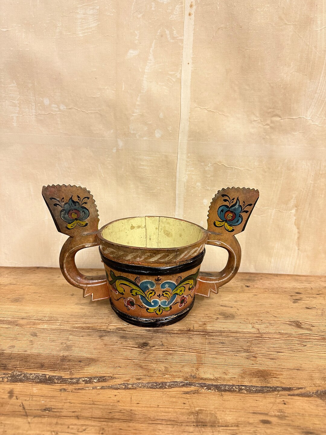 Antique Rose Painted Drink Cup | Hand-carved Details | Stavanger Norway ...