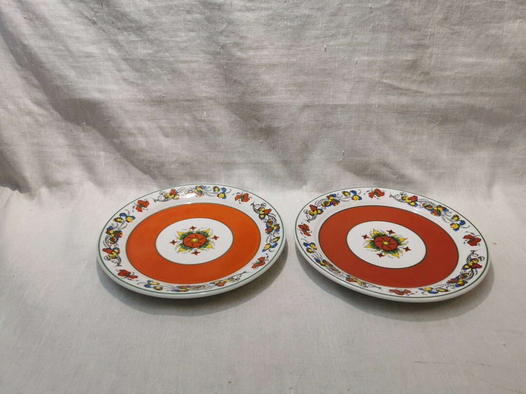 Vintage Norwegian Dinner Plate With Nordic Pattern - Hand Painted ...