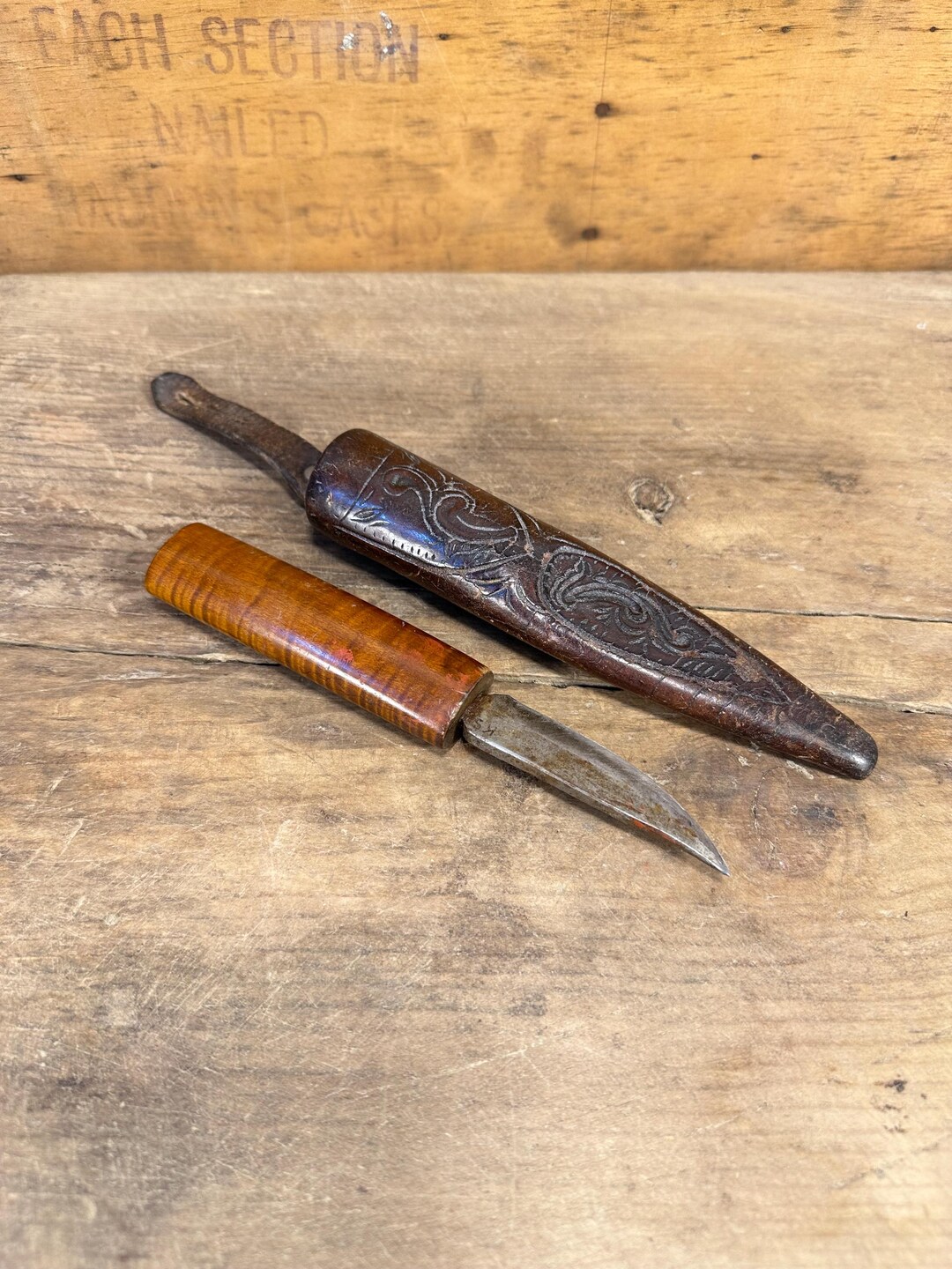 Custom Hand-made Hunting Knife With Handmade Blade & Nordic Leather ...