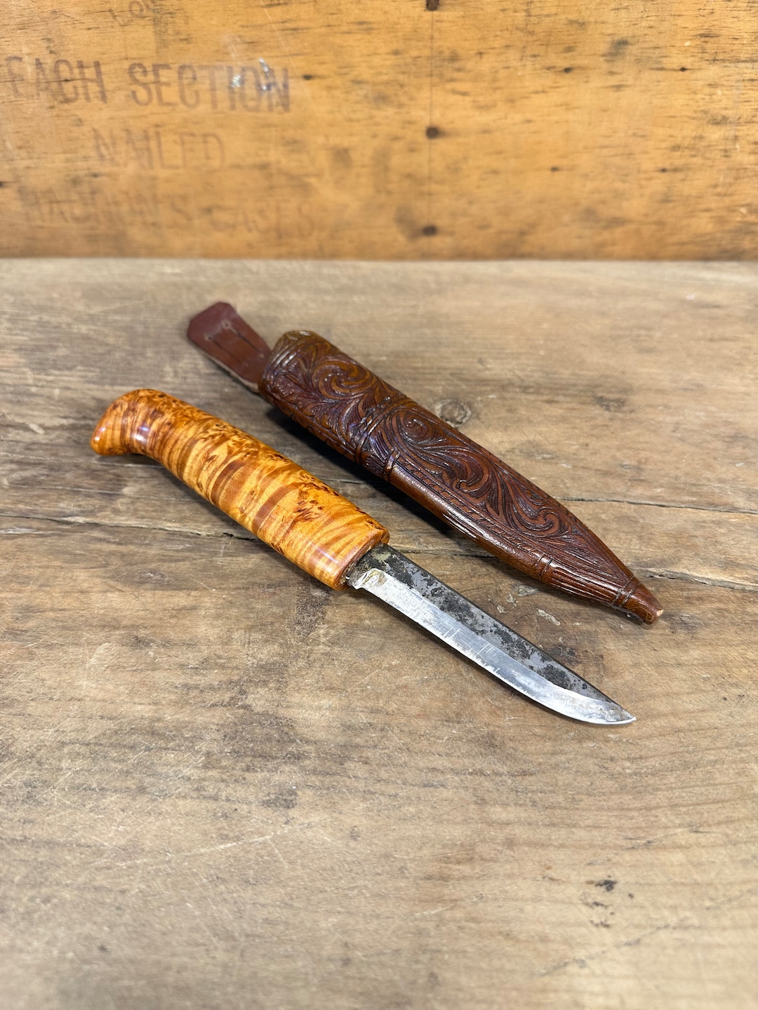 Hand-forged Norwegian Knife With Nordic Carved Sheath - Hunting and ...