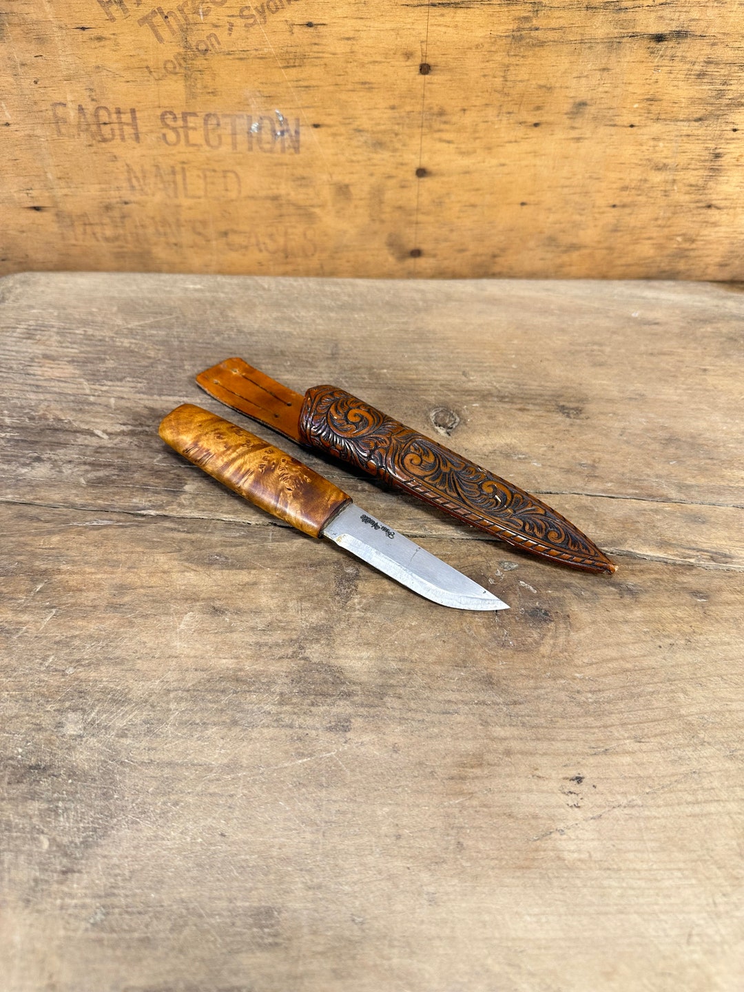 Norwegian Knife Finn Valle Signed | Burled Birch Handle | Hand Carved ...