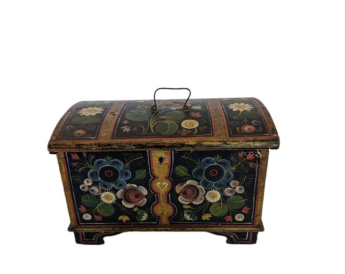 Vintage Norwegian Jewellery Box With Hand-painted Os Design - Early ...