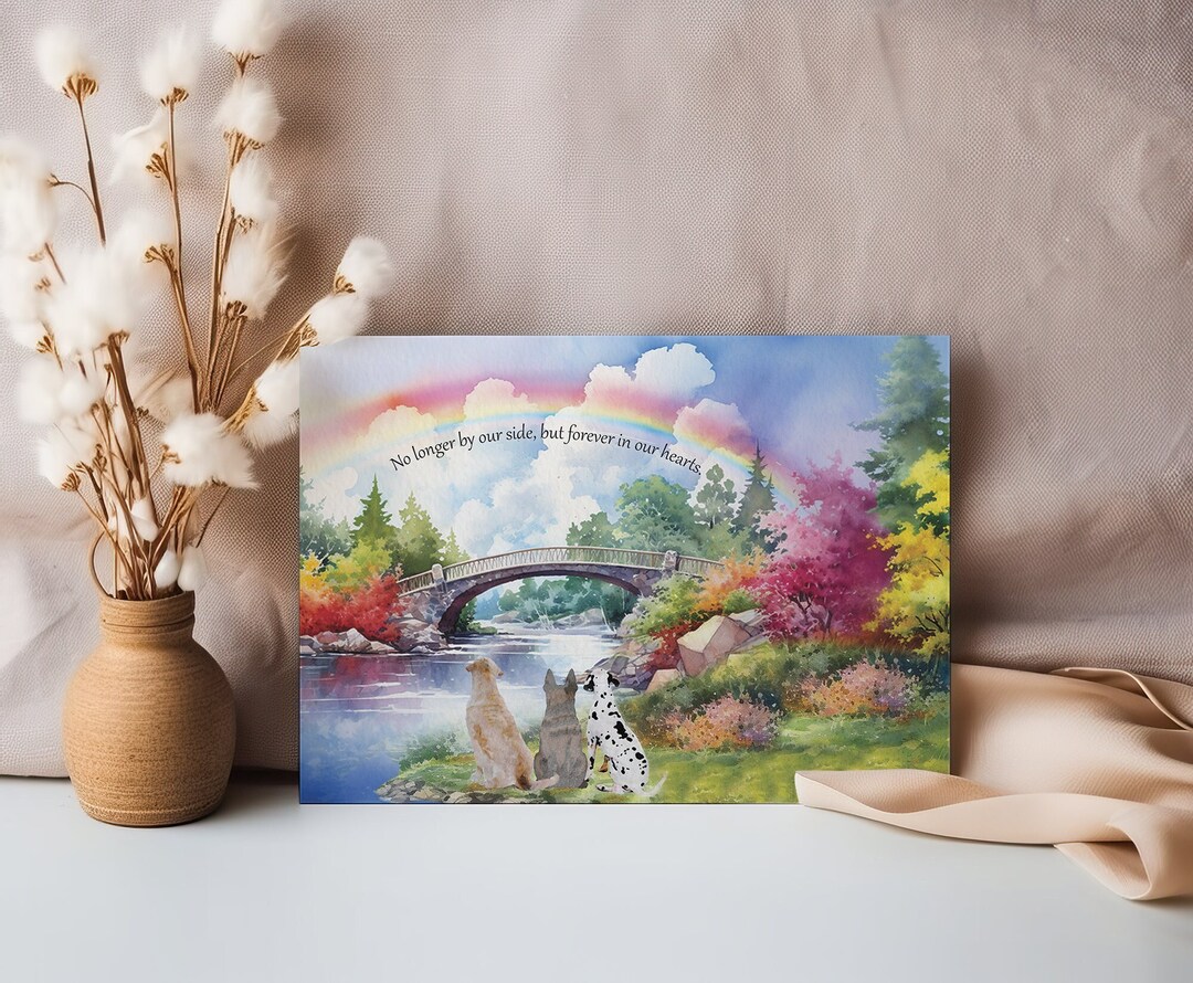 Loss of Dog Sympathy Card - Watercolor Rainbow Bridge Card - Pet ...