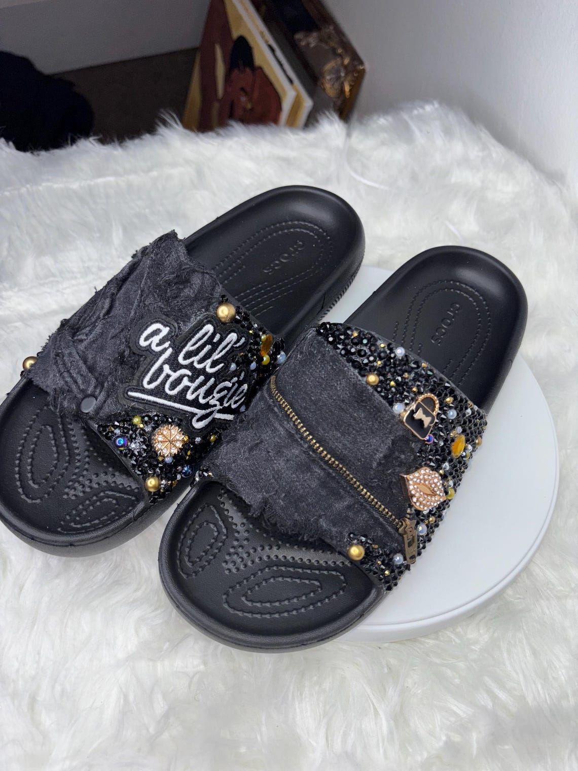 Bling Croc Slippers( Jean Style With Zipper) - Etsy