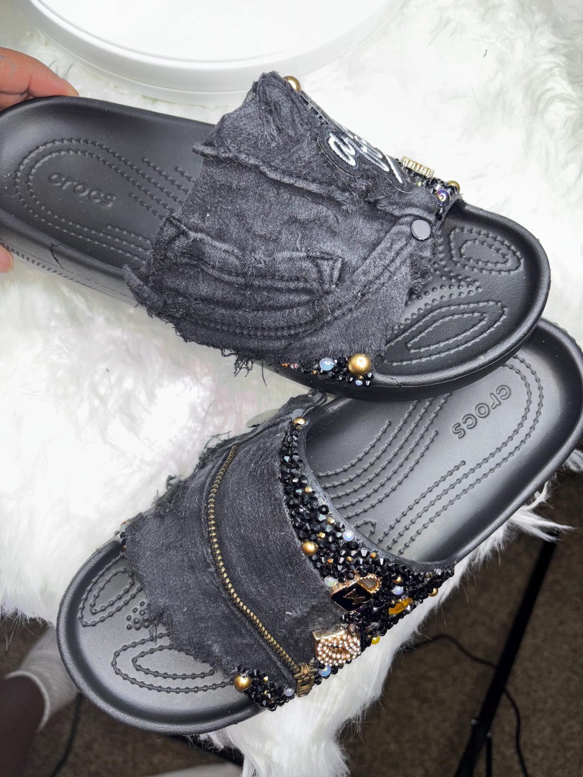 Bling Croc Slippers( Jean Style With Zipper) - Etsy