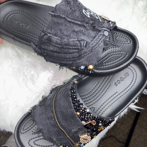 Bling Croc Slippers( Jean Style With Zipper) - Etsy