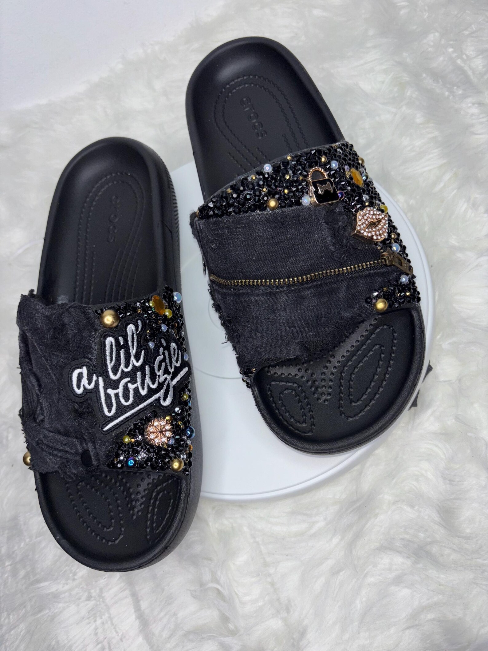 Bling Croc Slippers( Jean Style With Zipper) - Etsy