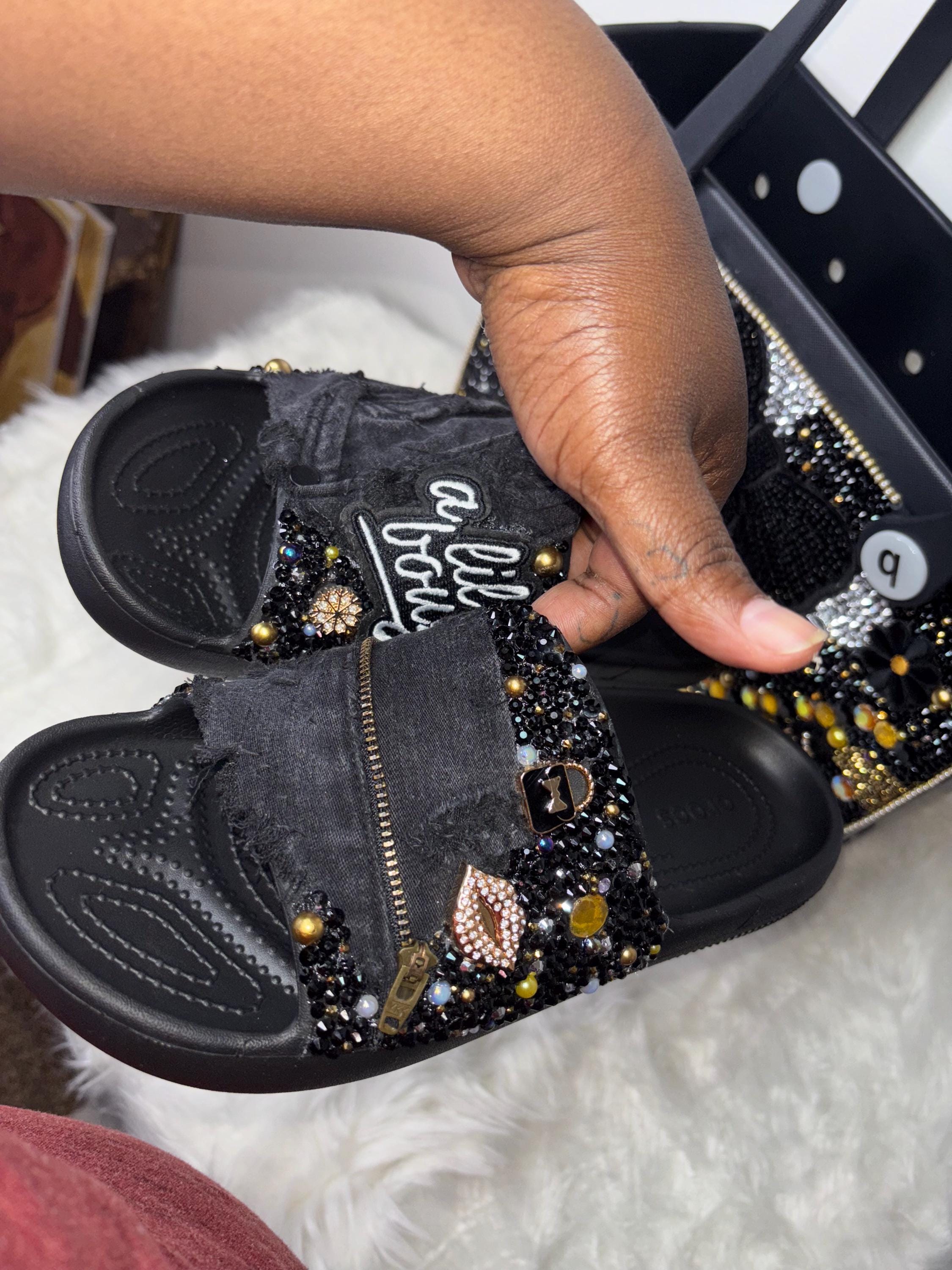 Bling Croc Slippers( Jean Style With Zipper) - Etsy