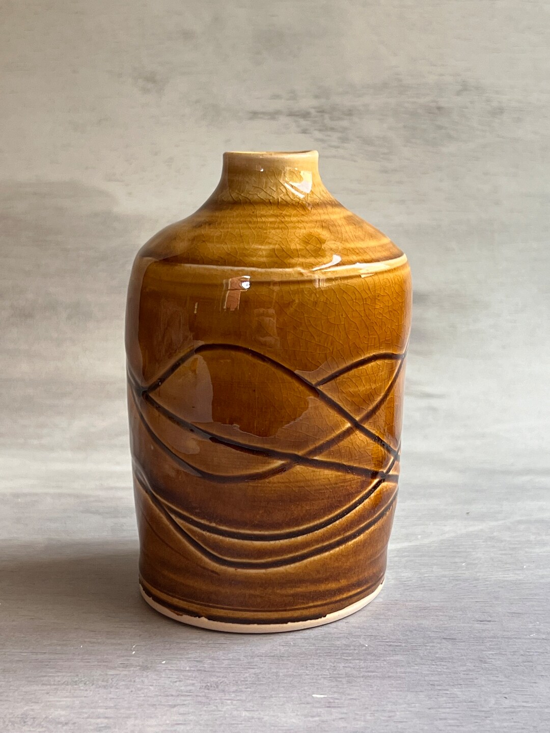 Handmade Hand Carved Mini Tenmoku Vase Flower Holder Bud Vase Office ...