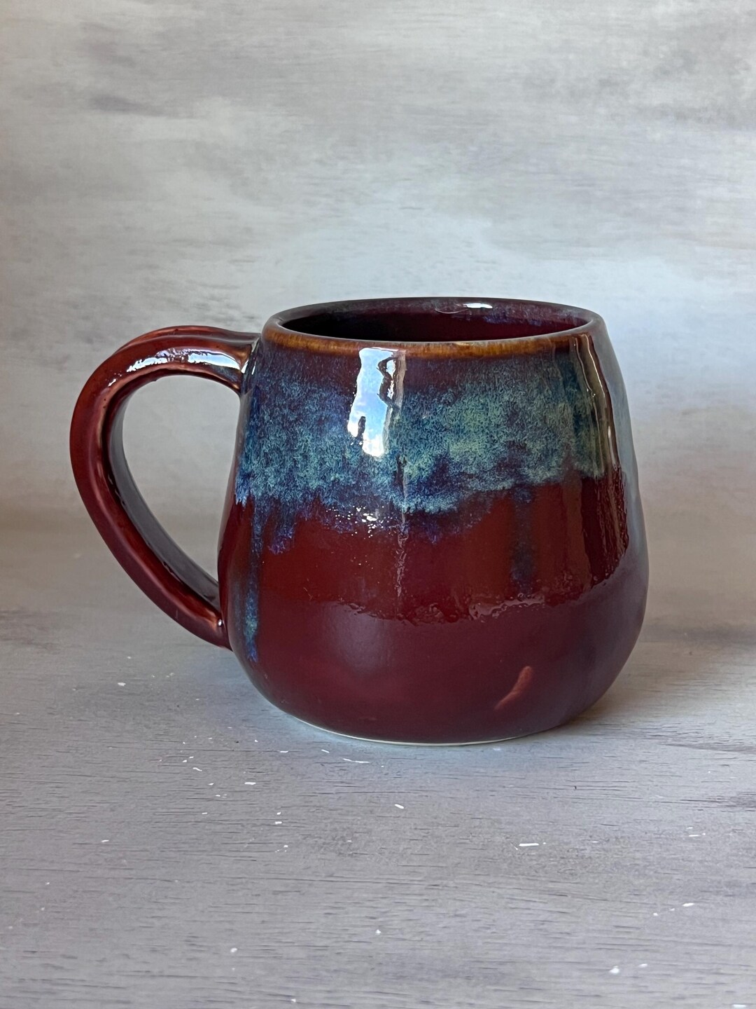 Handmade Red and Blue Drip Ceramic Soup Mug - Etsy