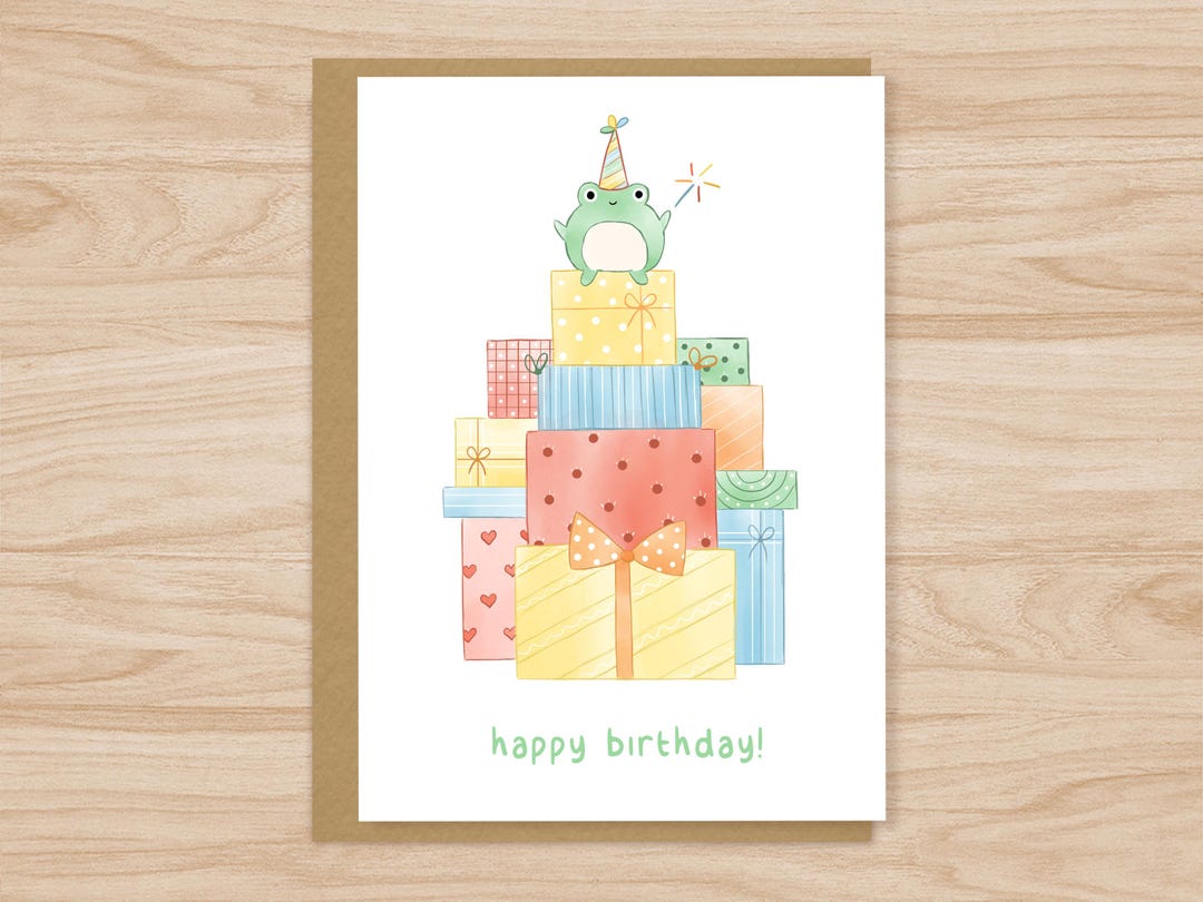 Frog Birthday Card, Frog Card Birthday, Handmade Cards, Cute Cards ...