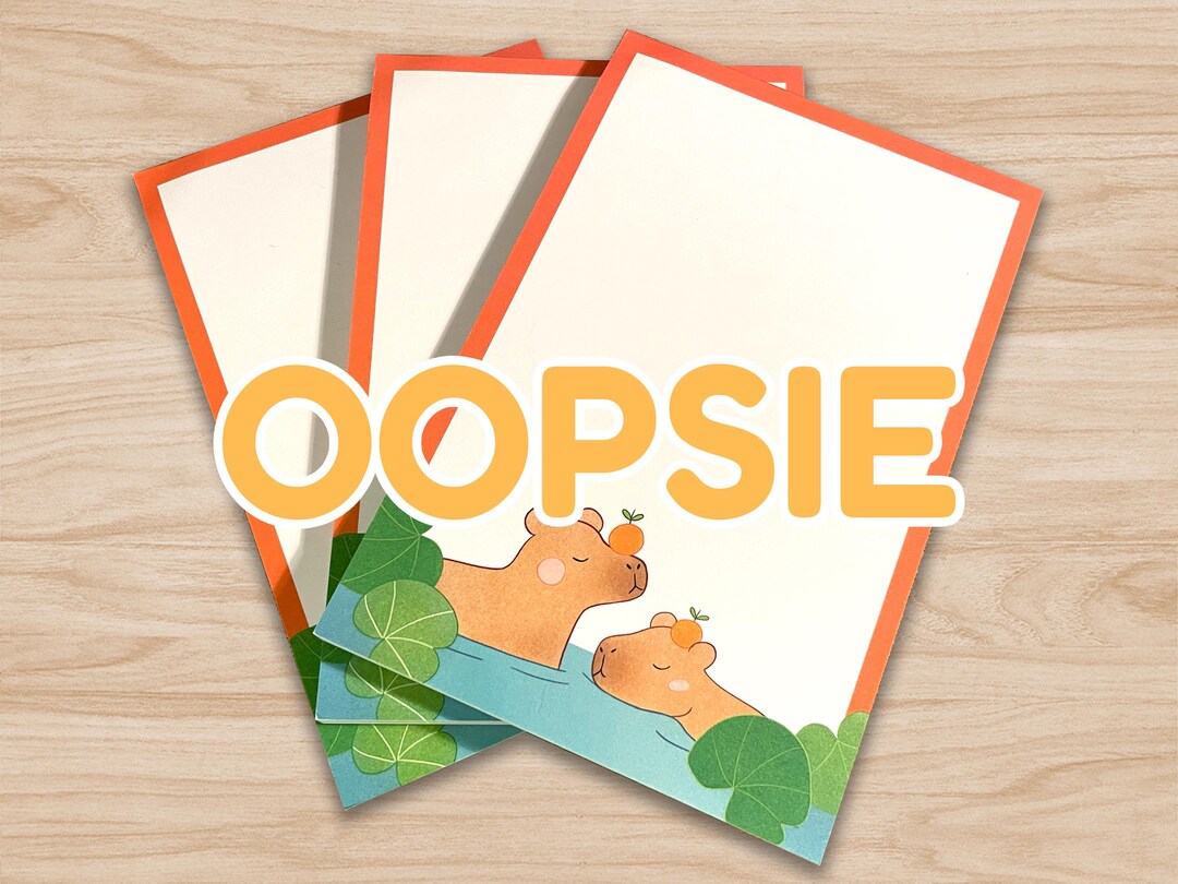 Oopsie Notepad, Cute Capybara Notepad, Kawaii Memo Pad, Kawaii ...