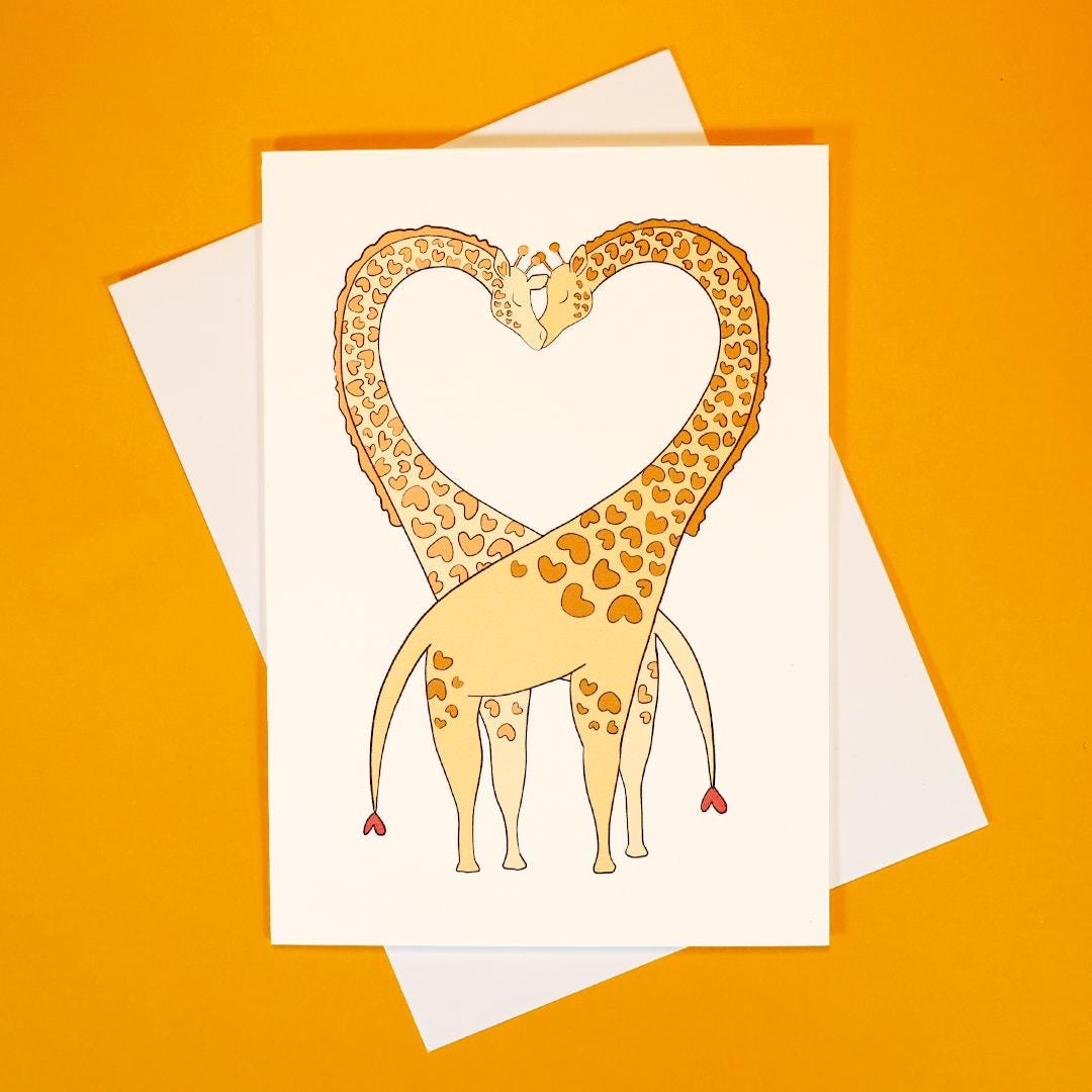 Giraffe Valentines Day Card, Giraffe Card, Love Card, Vday Card ...