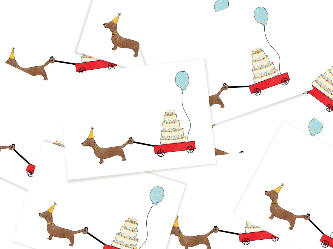 Dog Birthday Card, Dachshund Card, Dachshund Birthday Card, Cute ...