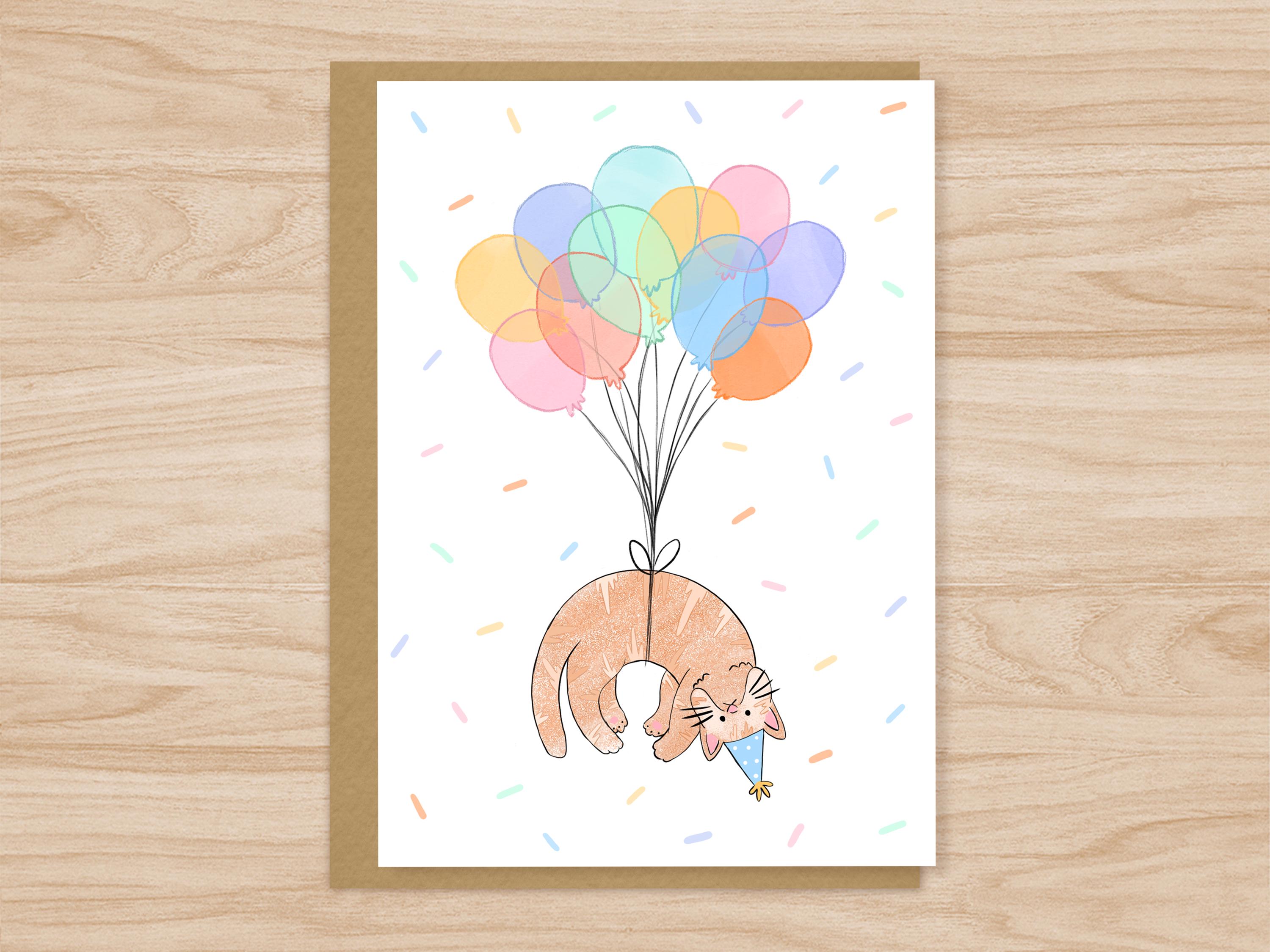 Cute Cat Birthday Card, Cat Birthday Card, Funny Cat Card, Cat Lover ...