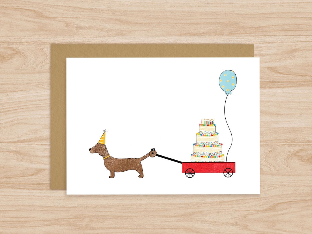 Dog Birthday Card, Dachshund Card, Dachshund Birthday Card, Cute ...