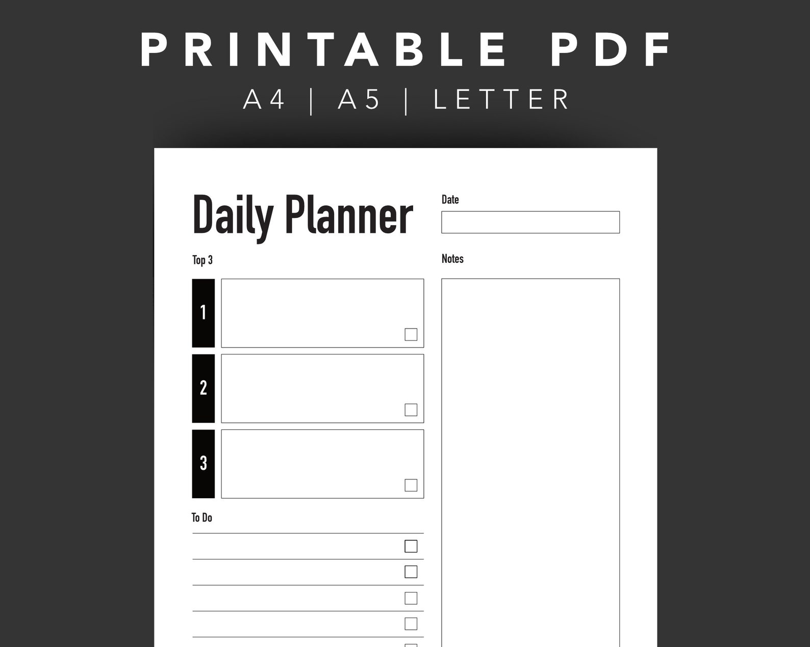 Daily Planner Printable PDF | Daily Stand up | to Do List - Etsy