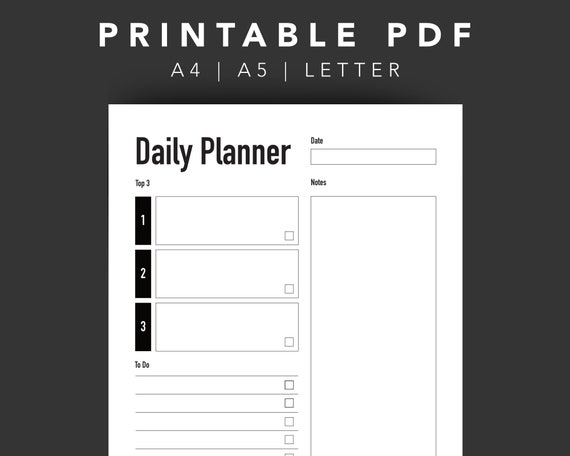 Daily Planner Printable PDF Daily Stand up to Do List - Etsy