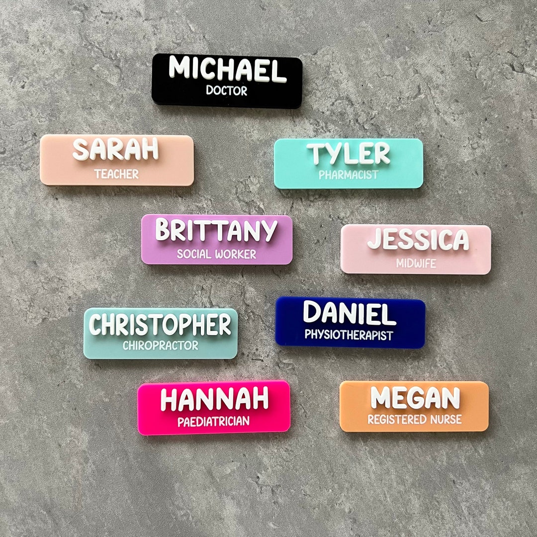 Personalized 3D Acrylic Name Badge: Magnetic Custom Work Tag - Etsy ...