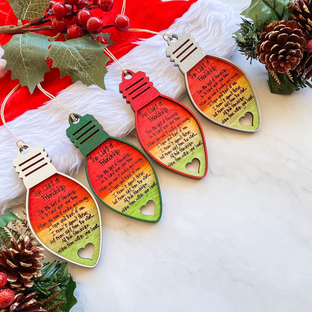 True Friendship Light Bulb Poem Ornament Hand Painted Wood - Etsy