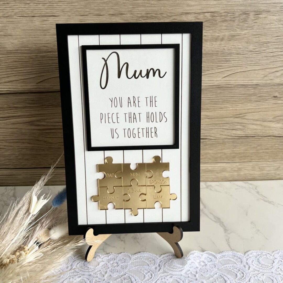 Personalised Mum Frame Jigsaw Frame Mothers Day Gift gold or Rose Gold ...