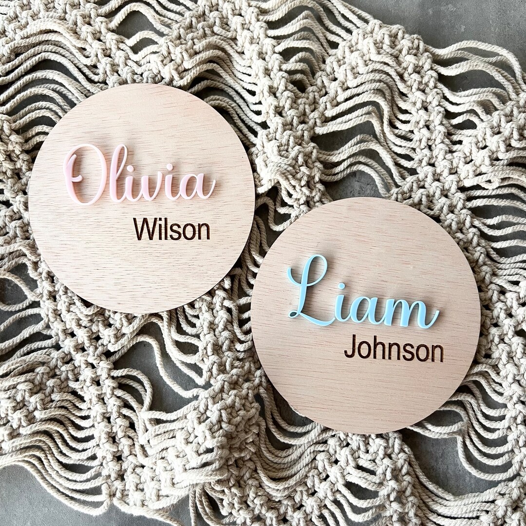 Birth Name Plaque Announcement Photo Prop Nursery Decoration Bedroom ...