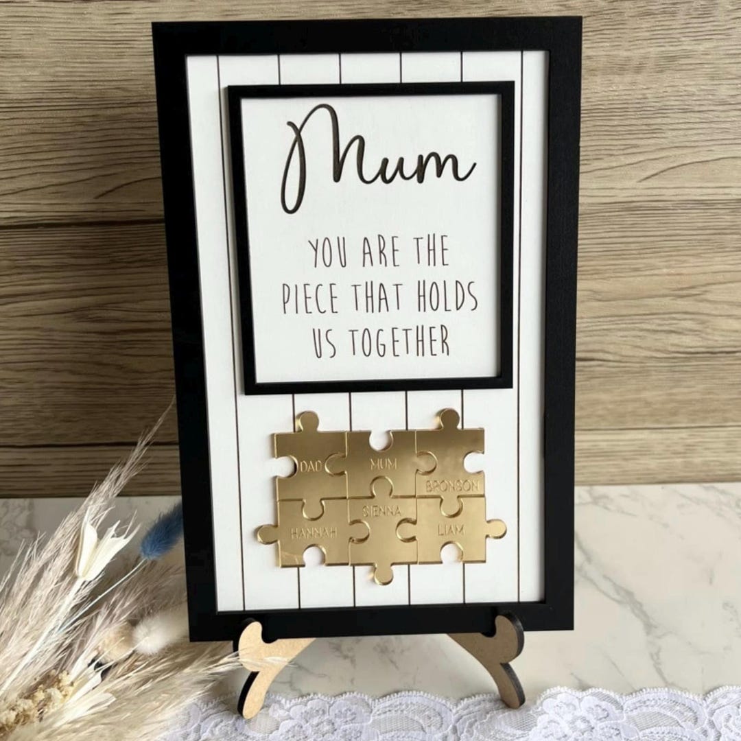 Personalised Mum Frame Jigsaw Frame Mothers Day Gift |gold or Rose Gold ...