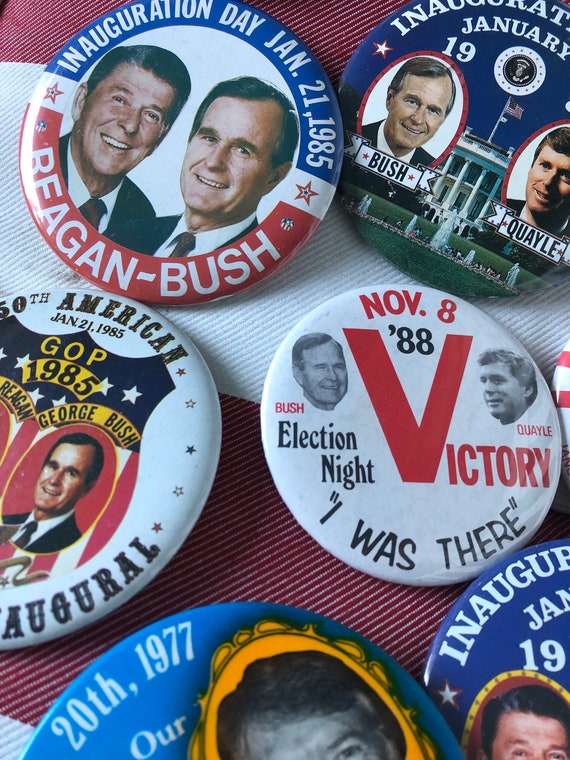 15 Retro President Pin Buttons: Reagan, Bush, Quayle,… - Gem