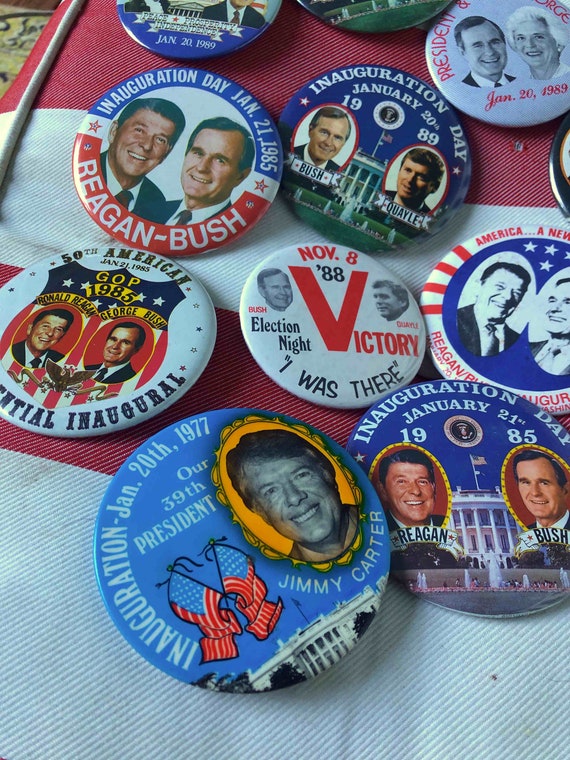 15 Retro President Pin Buttons: Reagan, Bush, Quayle,… - Gem