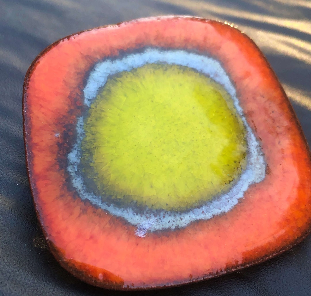 Modernist Bronsted Pottery Glazed Enamel Brooch MCM Denmark - Etsy