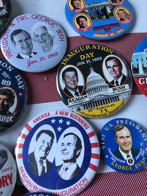 15 Retro President Pin Buttons: Reagan, Bush, Quayle,… - Gem