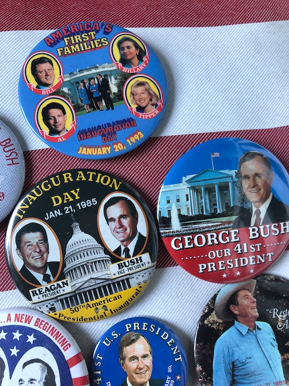 15 Retro President Pin Buttons: Reagan, Bush, Quayle,… - Gem
