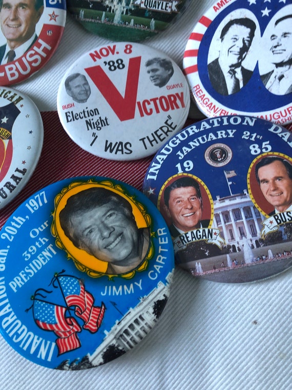 15 Retro President Pin Buttons: Reagan, Bush, Quayle,… - Gem