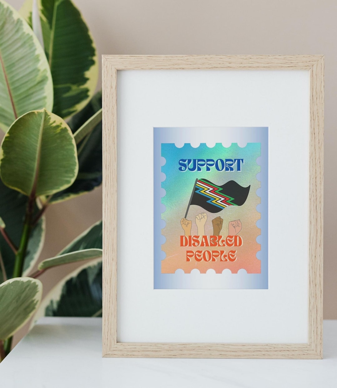 Disability Digital Poster 'support Disabled People' Rainbow, Printable ...