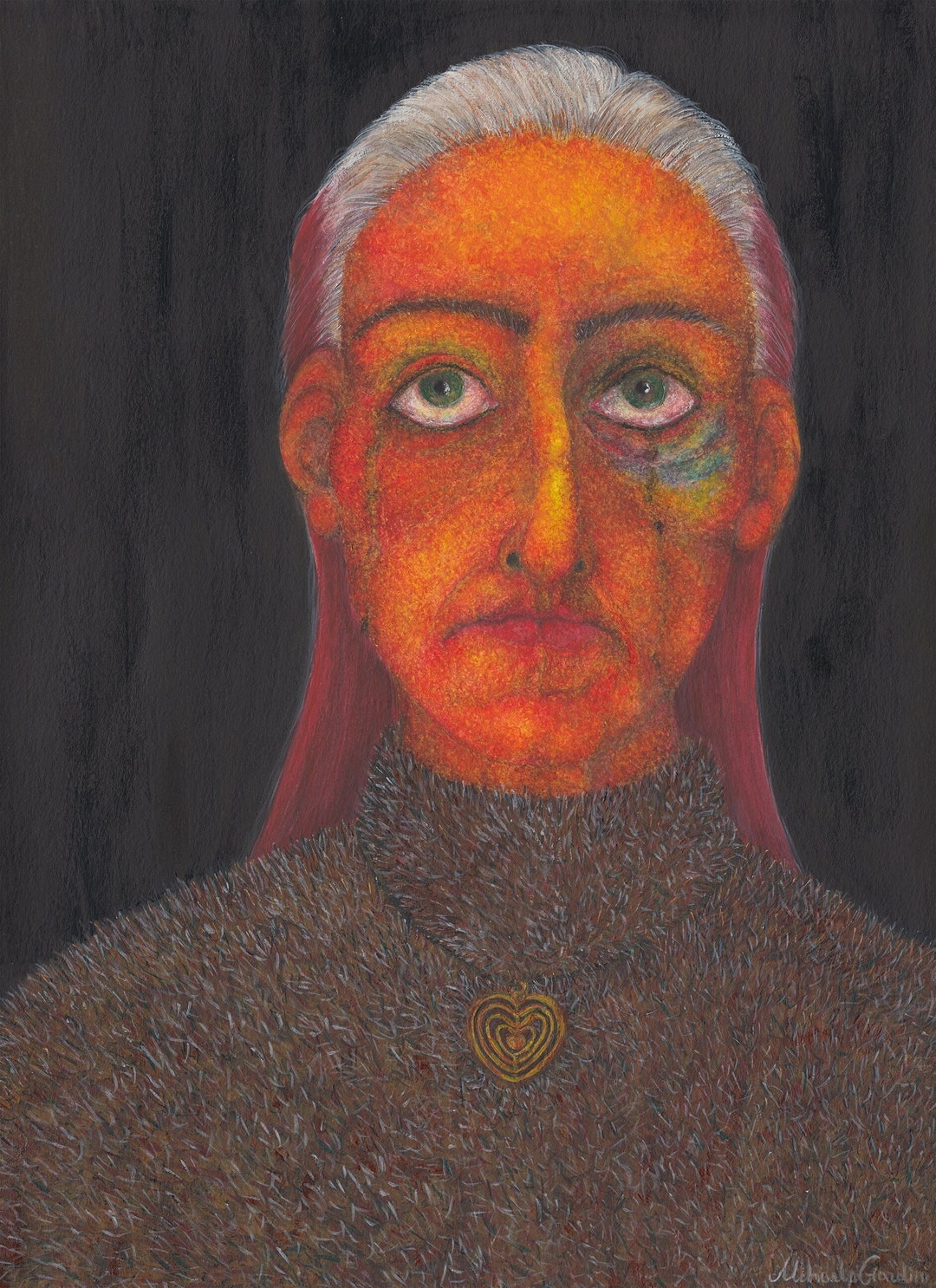 Weeping Woman Art Print: Gold Heart Necklace Portrait - Etsy