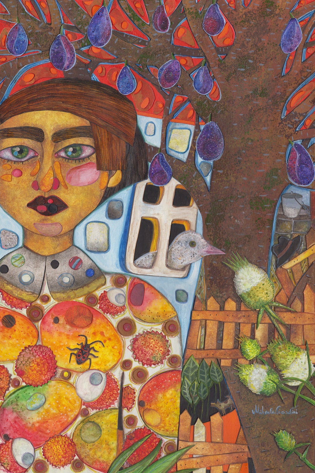 Original Art Print, Bucolic Scene Art Print, Vibrant Wall Art, Quirky ...