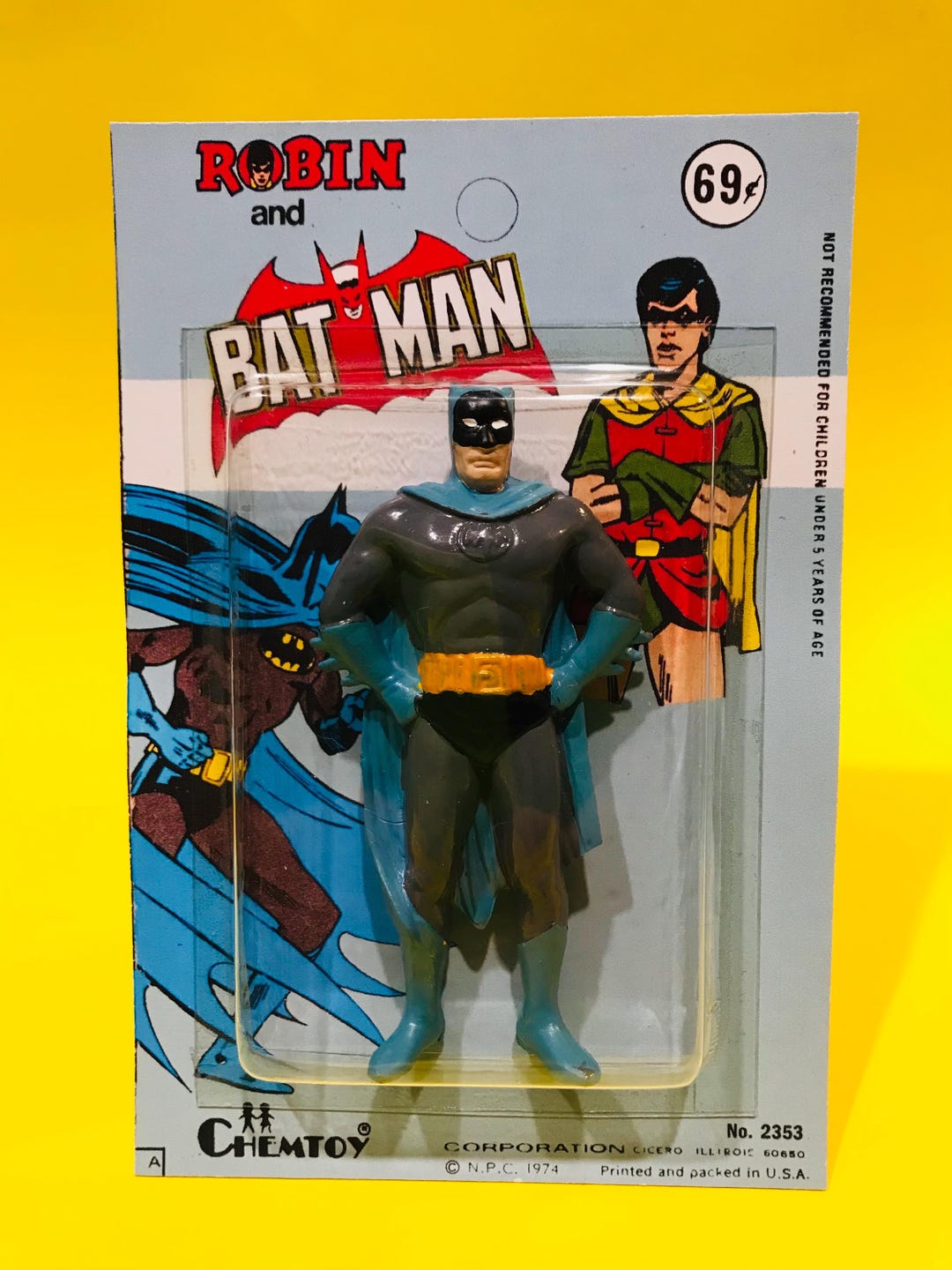 1974 Vintage Batman DC Comics Chemtoy Pvc Action Figure 4" HK W/repro ...