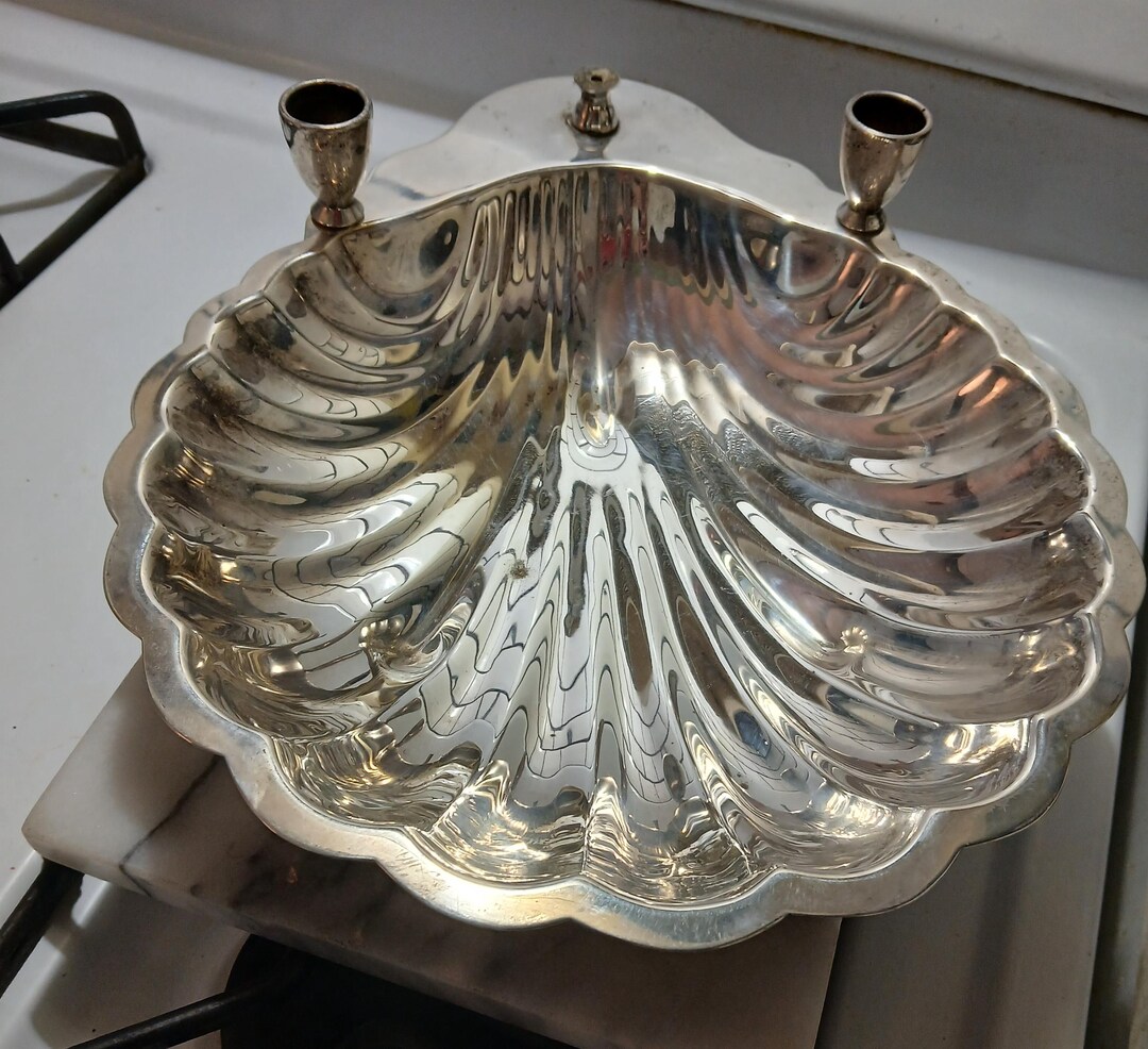 Antique Silver Plate Shell Serving Tray - Etsy
