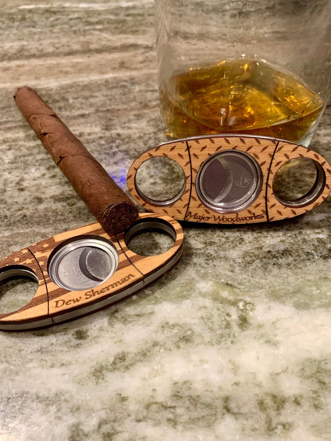 Personalized Cigar Cutter American Flag or Diamond Plate Pattern - Etsy