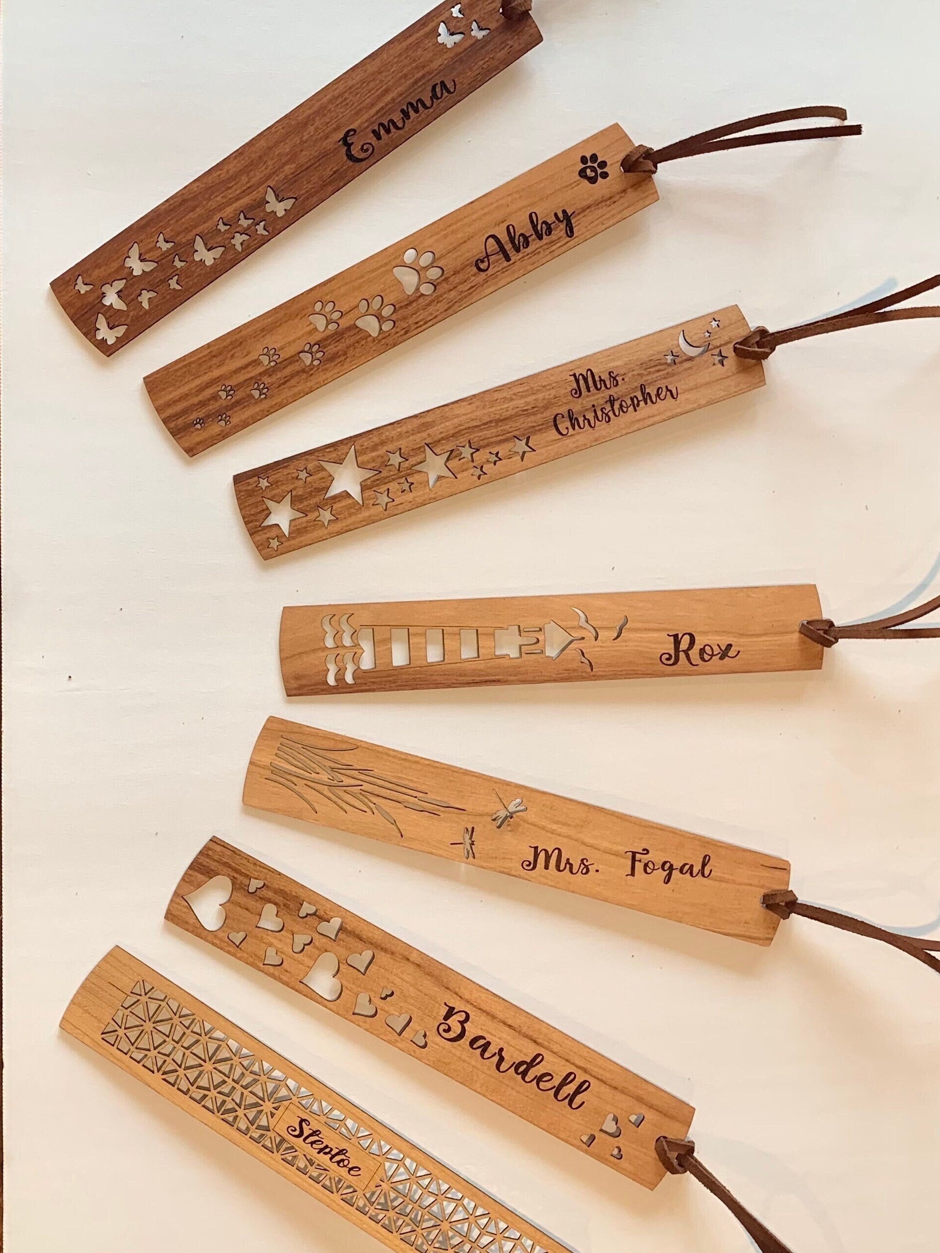 Personalized Wooden Bookmark Pick From Many Designs - Etsy