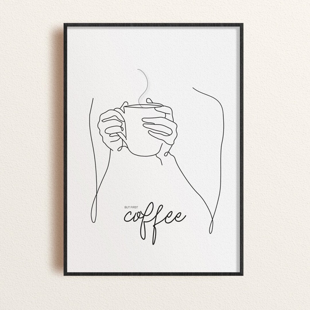 Coffee Line Drawing Print - Etsy