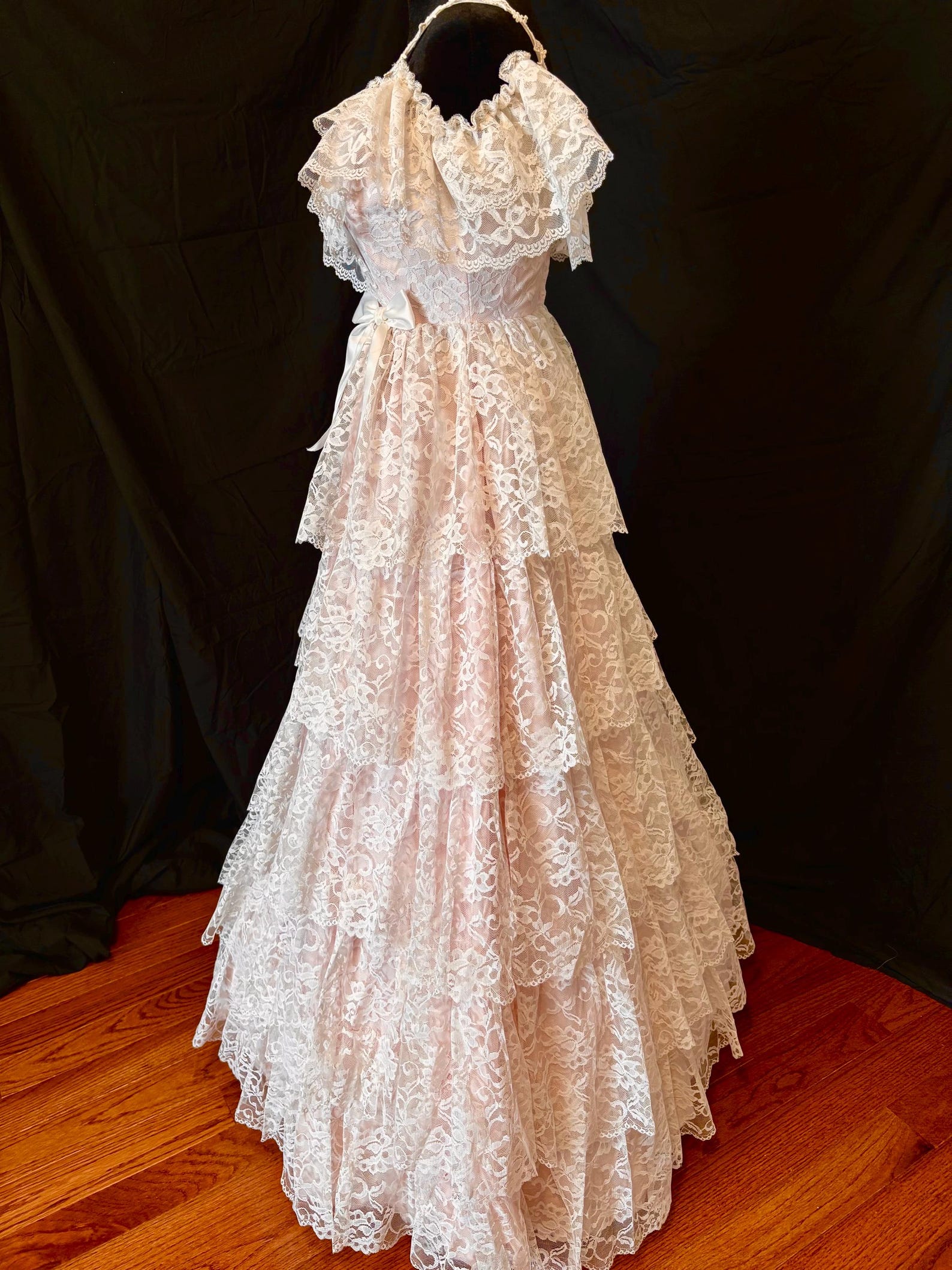 Vintage Formal Dress | Soft Pink Drenched in Lace |wedding | Prom ...
