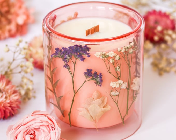 Wildflower Botanical Candle, Dried Floral Candle, Soy Candle With ...