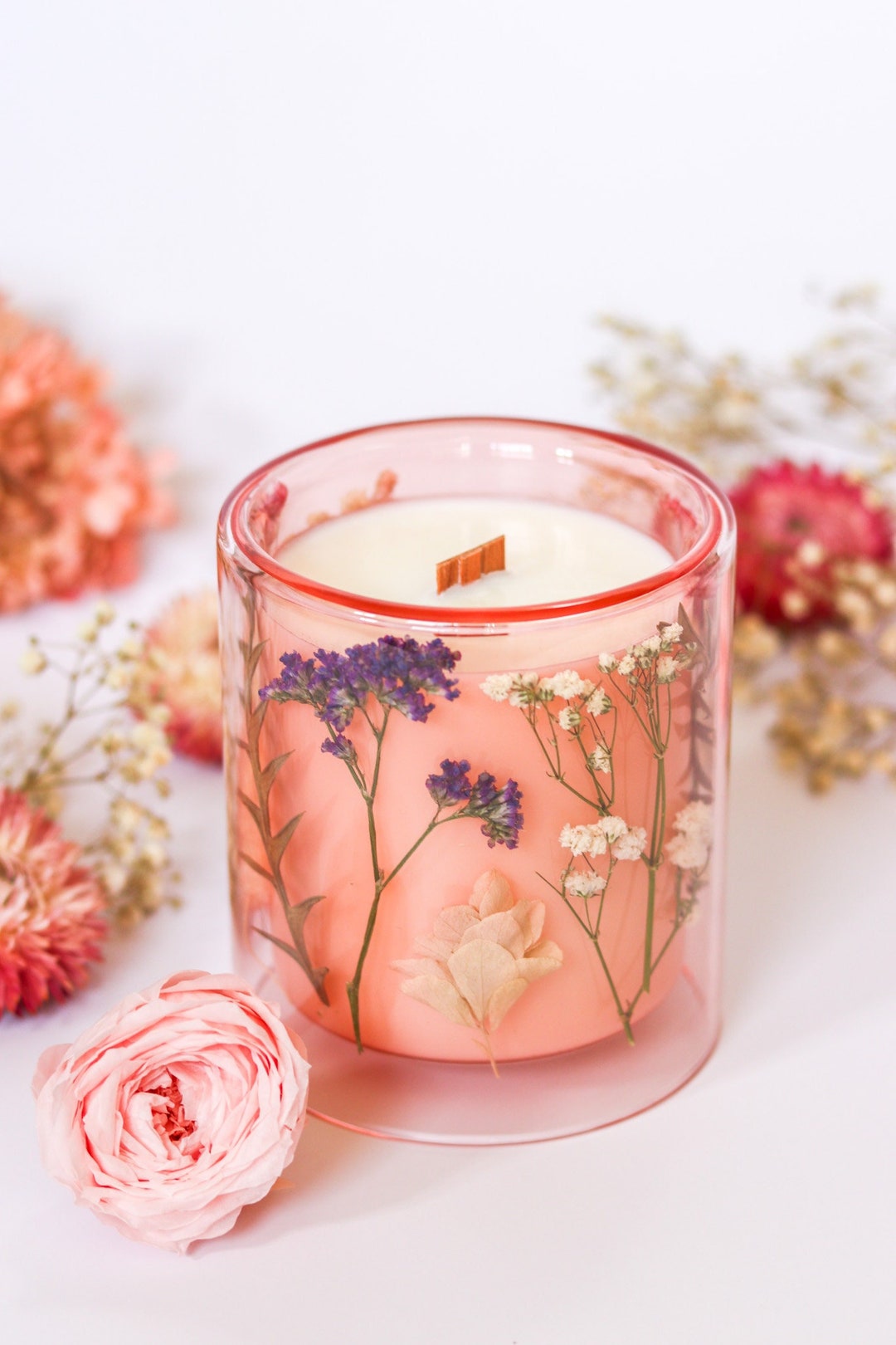 Wildflower Botanical Candle, Dried Floral Candle, Soy Candle With ...