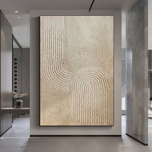 Large 3D Beige Milimalist Abstract Painting Beige Minimalist Painting ...